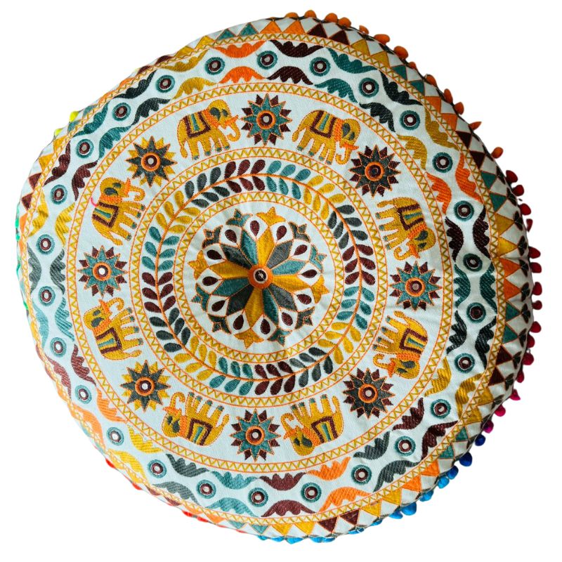 Cojin Amarillo Indio Redondo Grande – Rincón Himalaya