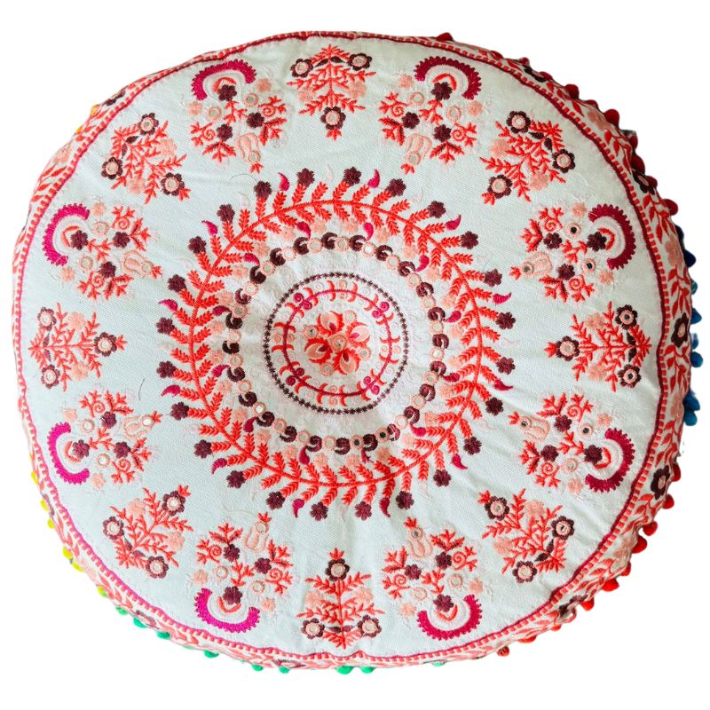 Cojin Rosado Indio Redondo Mediano – Rincón Himalaya