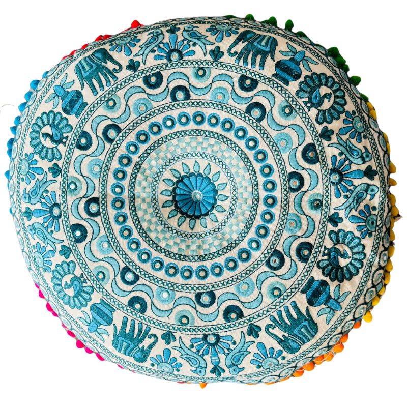 Cojin Celeste Indio Redondo Mediano – Rincón Himalaya