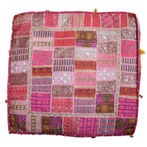 Cojin Rosado Indio Patchwork Talla XL – Rincón Himalaya