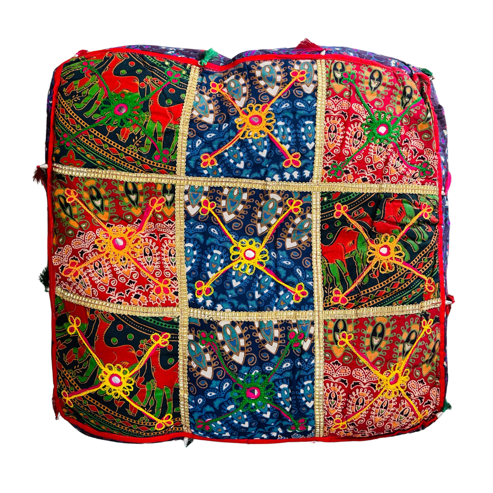 Cojin Patchwork Indio Cuadrado Talla L – Rincón Himalaya