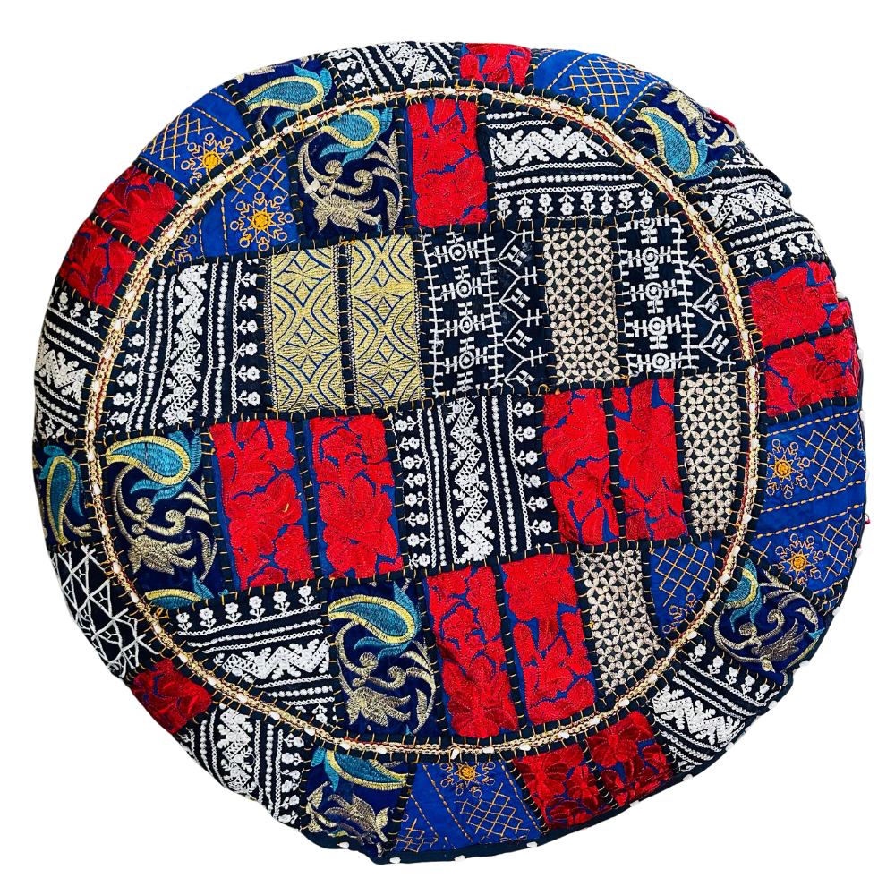 Cojin Azul Marino Indio Redondo Talla XL – Rincón Himalaya