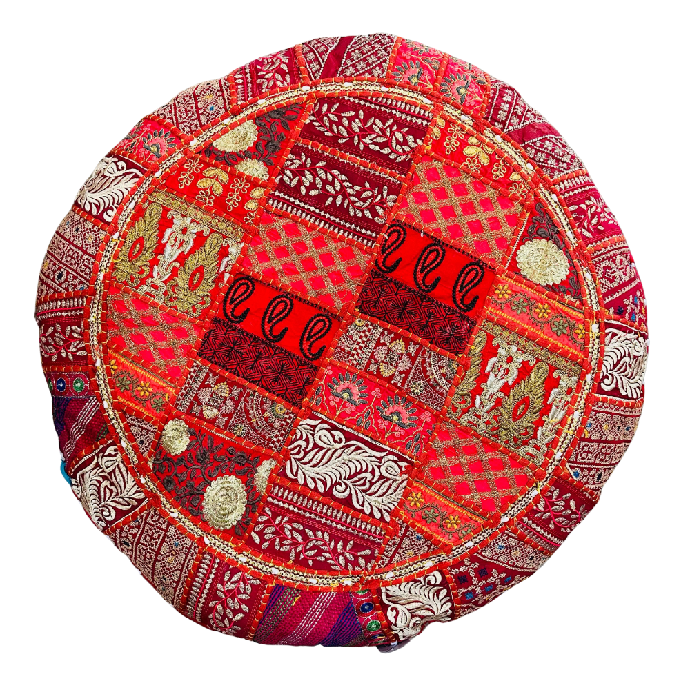 Cojin Rojo Indio Redondo Talla XL – Rincón Himalaya