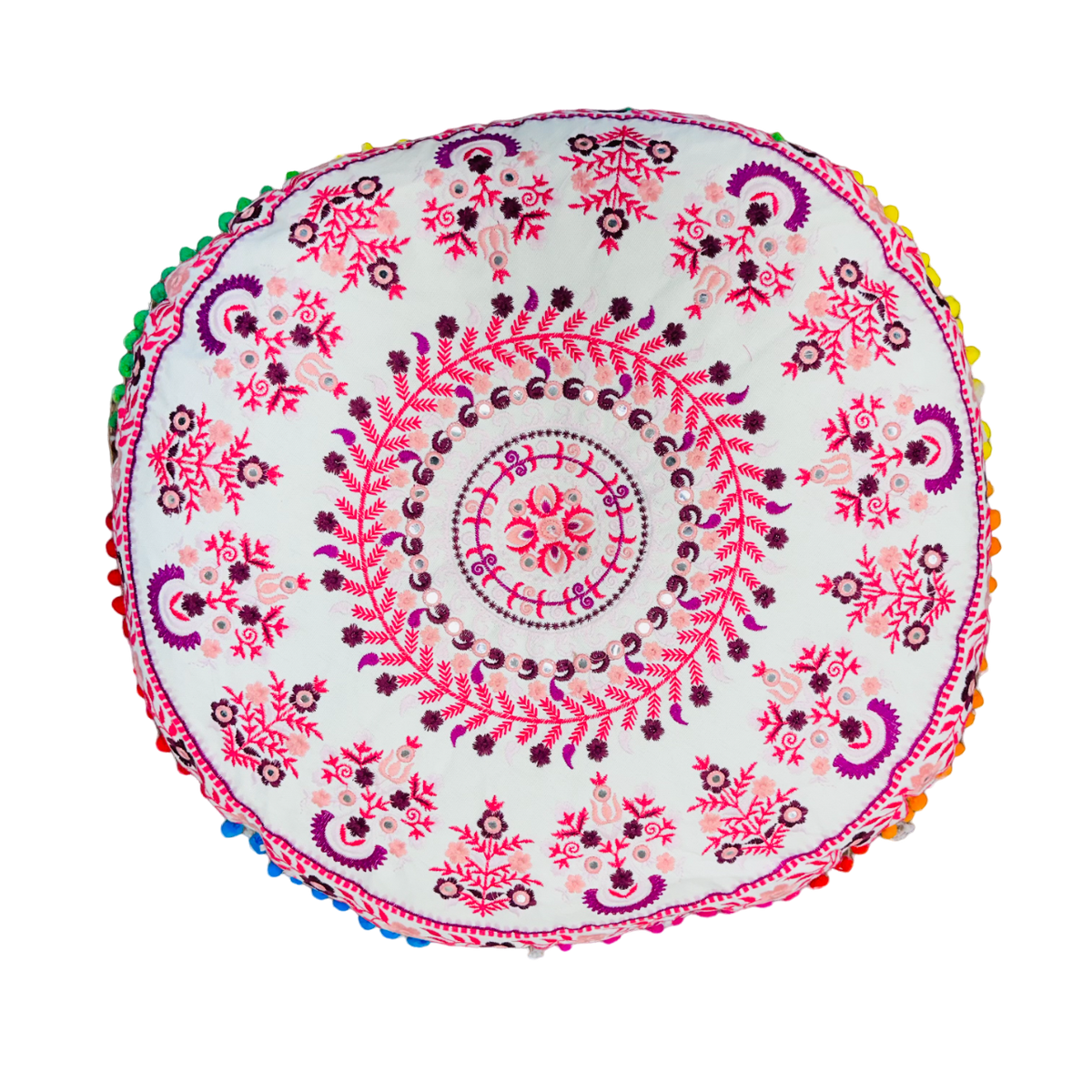 Cojin Rosado Indio Redondo Grande – Rincón Himalaya